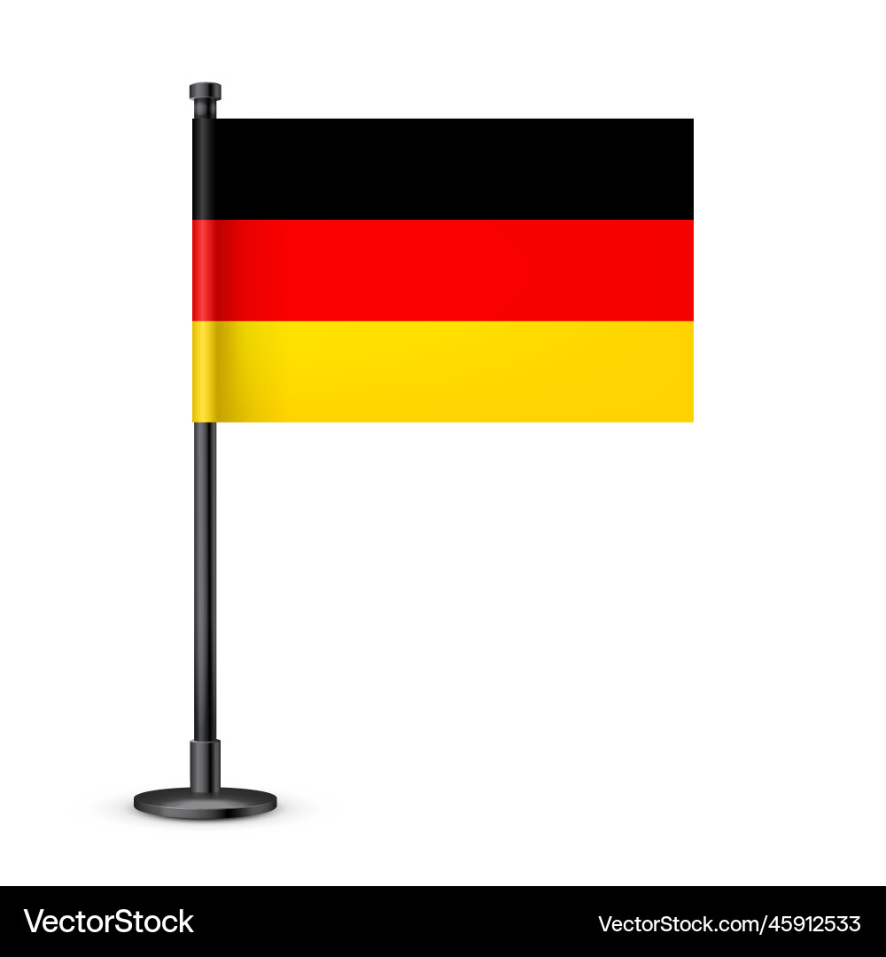 Realistic german table flag on a black steel pole Vector Image