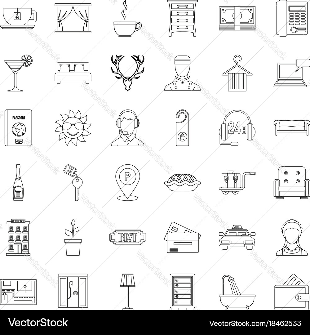 Receptionist icons set outline style Royalty Free Vector
