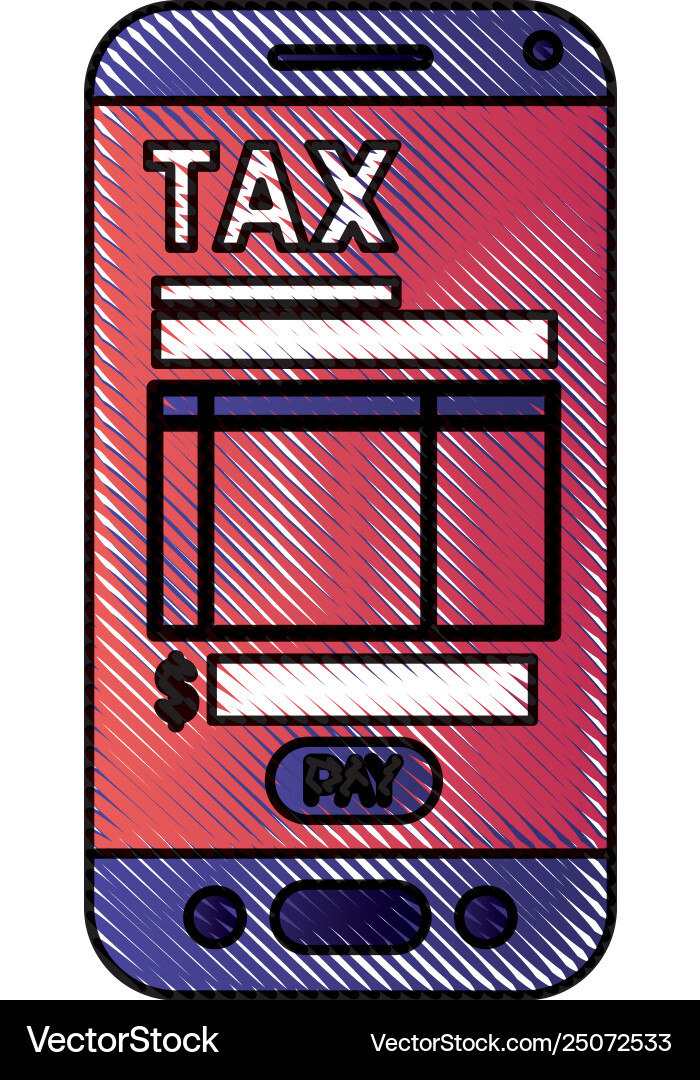 Smartphone with tax on line Royalty Free Vector Image