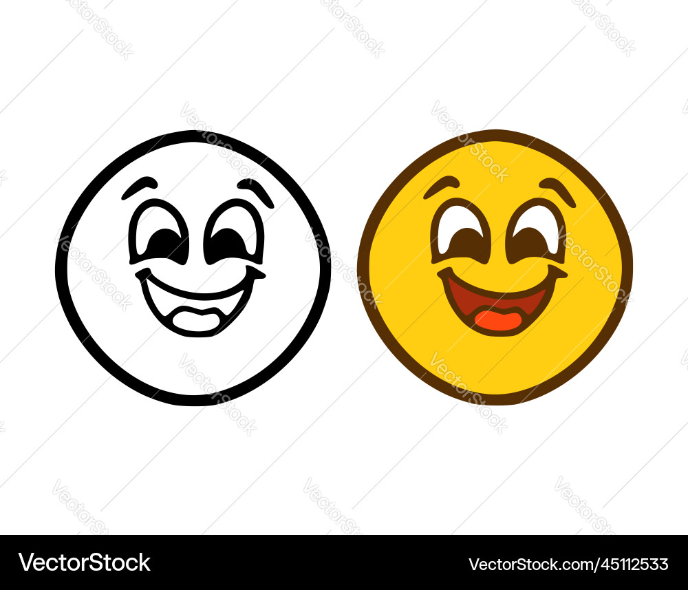 Smiling emoticon in doodle style isolated Vector Image