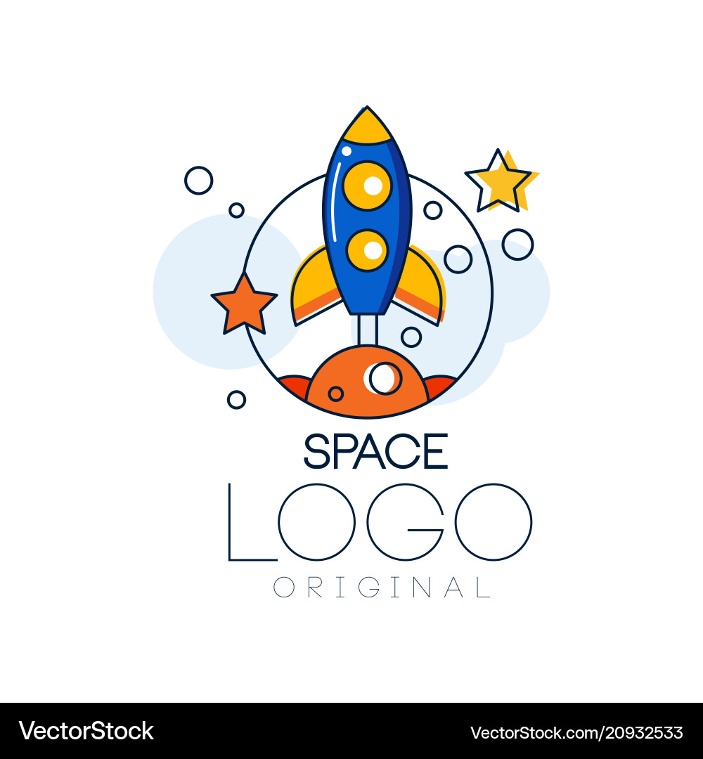 Space logo original exploration of label Vector Image