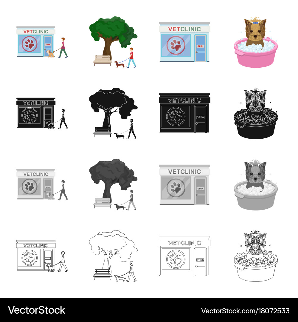 Veterinary clinic building and other web icon Vector Image