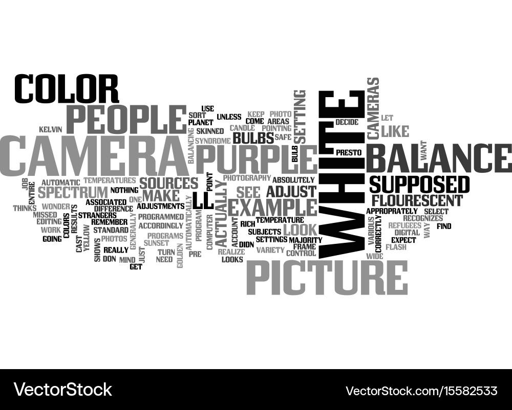 White balance and color cast text word cloud Vector Image