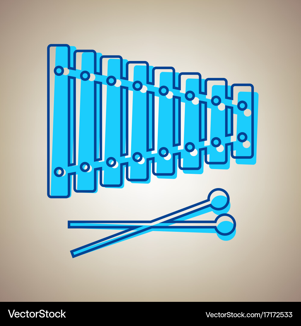 Xylophone sign sky blue icon Royalty Free Vector Image