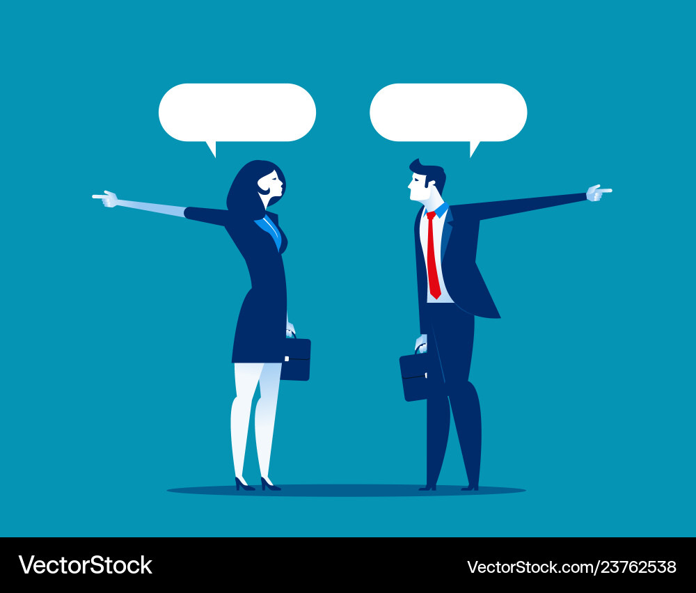 Business team talk and show in different Vector Image