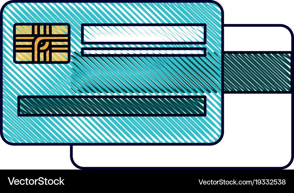 Credit card both sides in colored crayon Vector Image