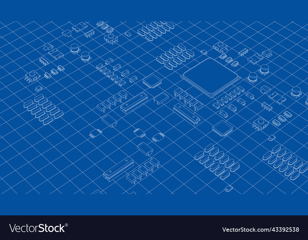Electric circuit board various chips Royalty Free Vector