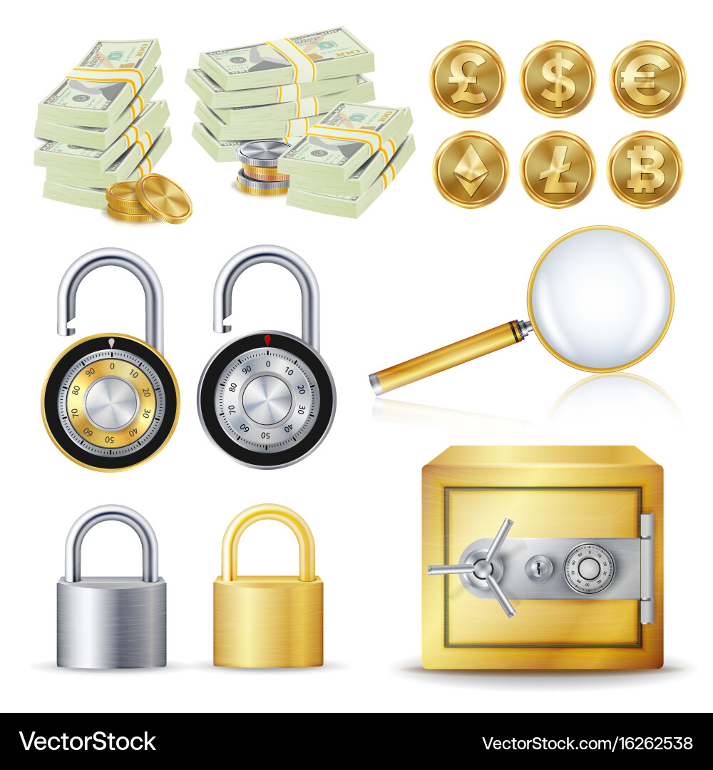 Finance secure concept gold coins money Royalty Free Vector