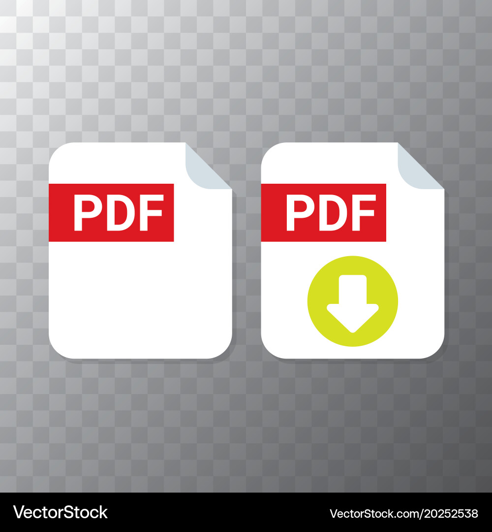 Flat pdf file icon and pdf download Royalty Free Vector