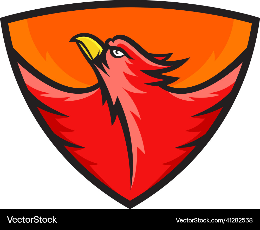 Flying phoenix in a shield shape abstract Vector Image