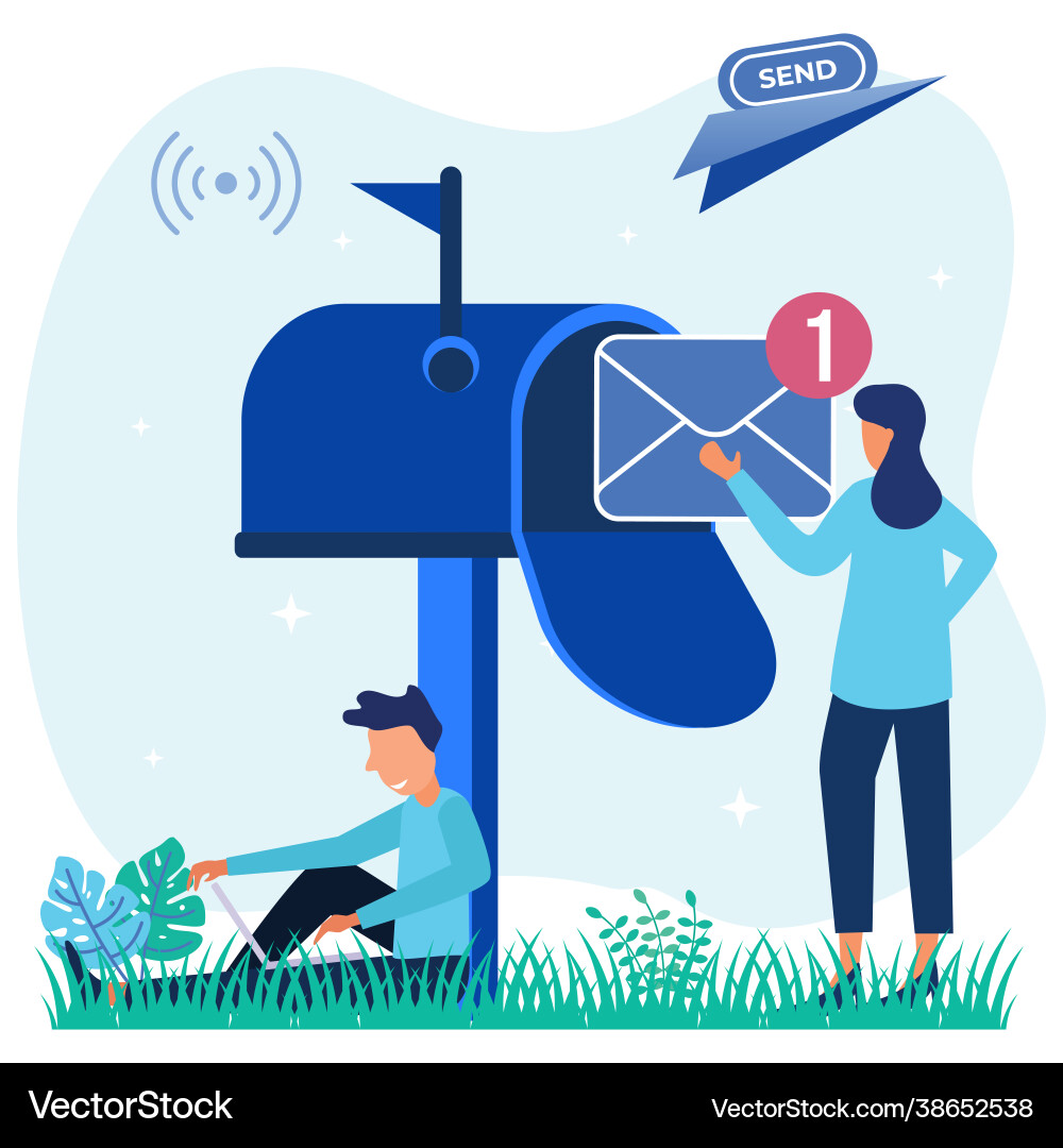 Graphic cartoon character email services Vector Image
