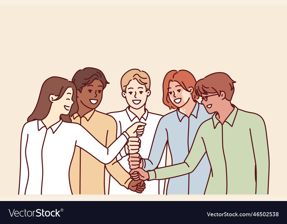 Happy diverse business team of employees Vector Image Happy diverse business team of employees Vector Image
