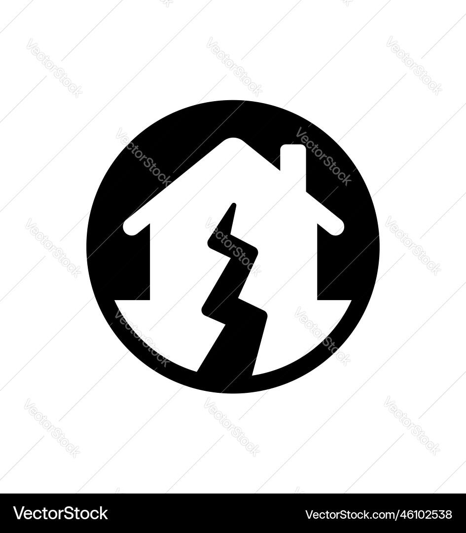 House collapse earthquake disaster icon Royalty Free Vector