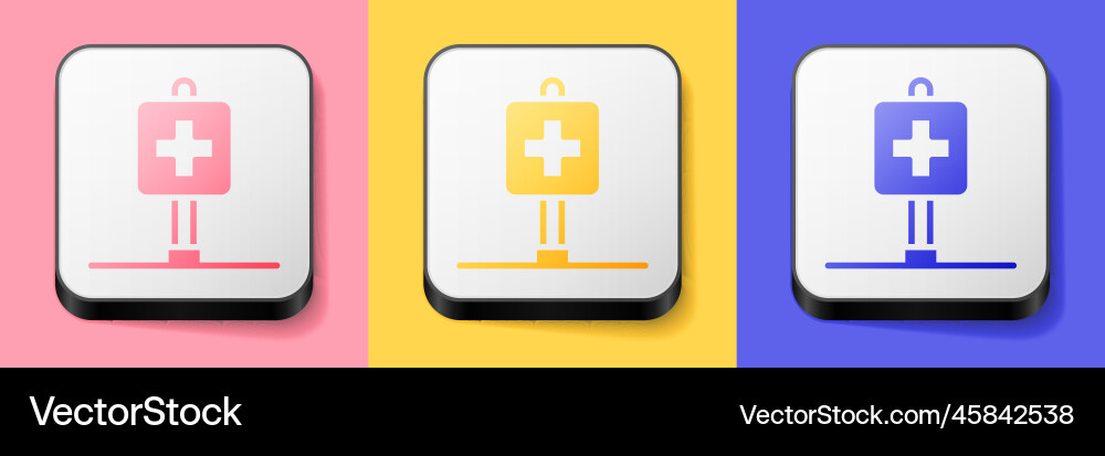 Isometric medical map pointer with cross hospital Vector Image