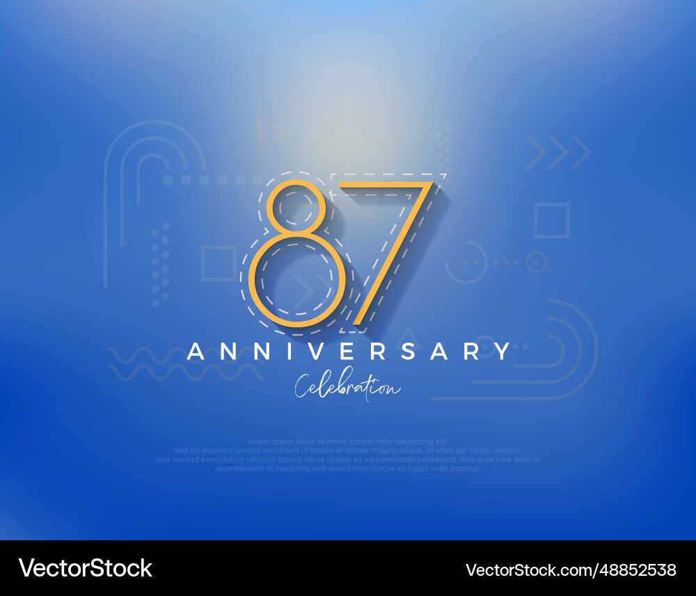 Line art number design for 87th anniversary Vector Image