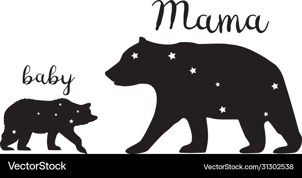 Mama bear and baby bear Royalty Free Vector Image