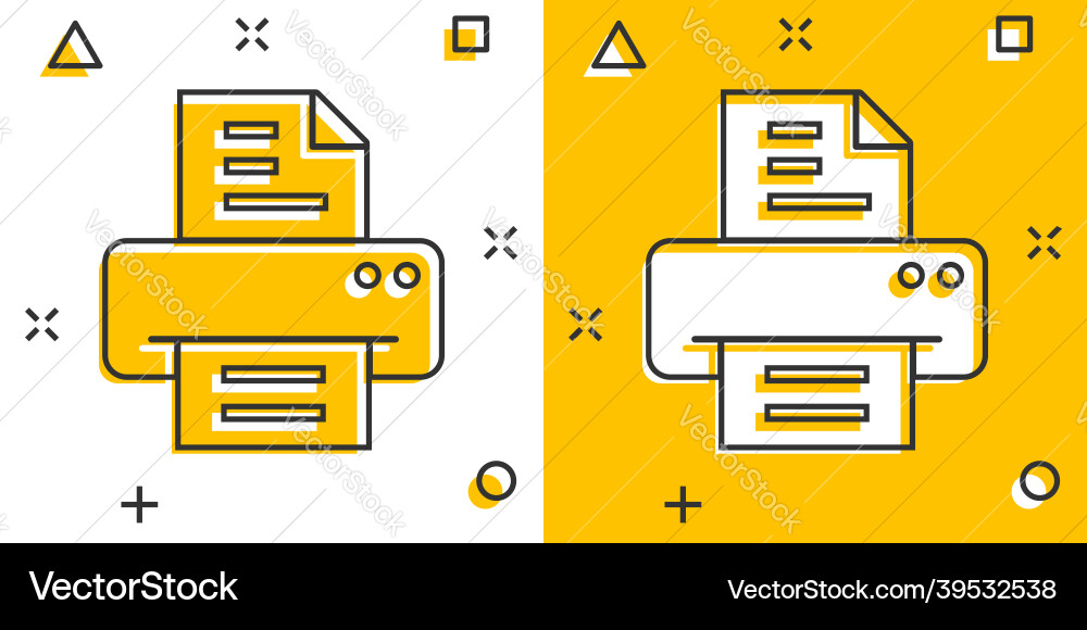 Office printer icon in comic style fax cartoon Vector Image