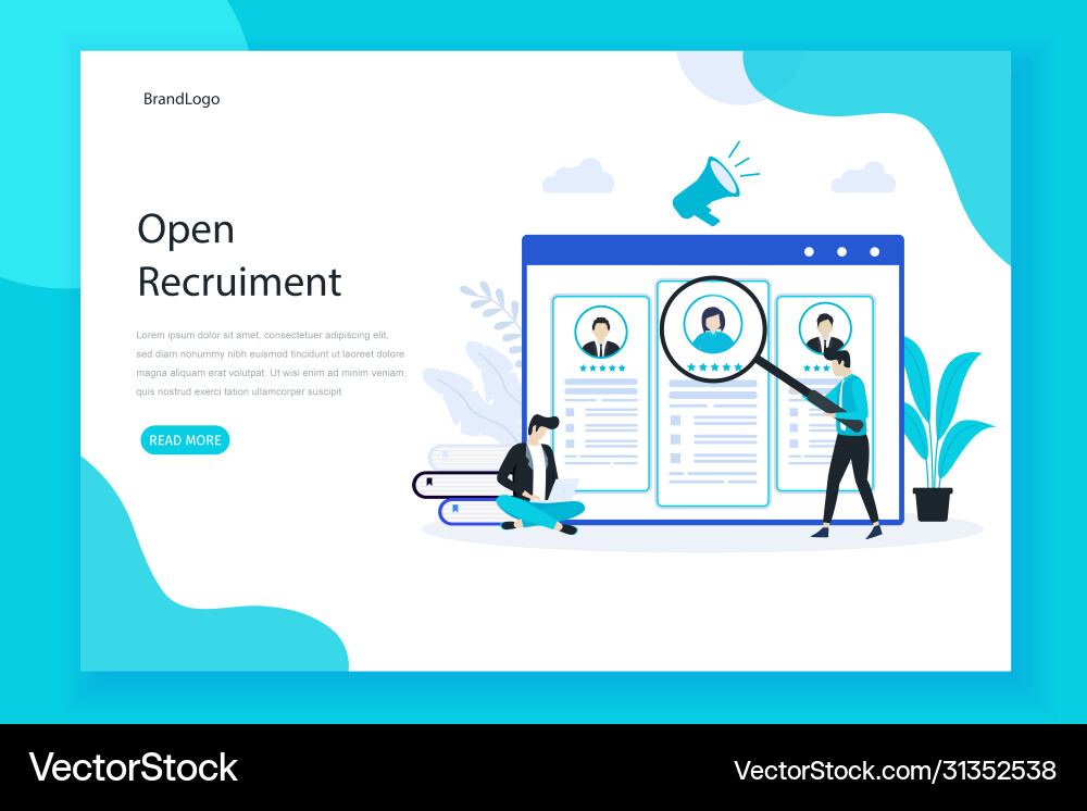 Open recruitment landing page concept Royalty Free Vector