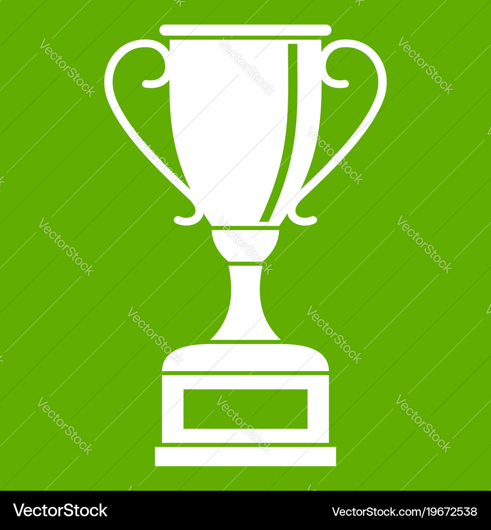 Winning gold cup icon green Royalty Free Vector Image