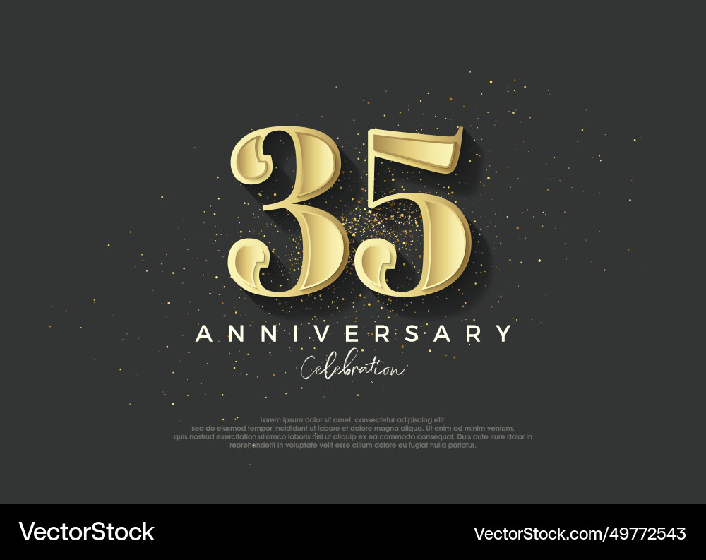 35th anniversary golden premium design Royalty Free Vector