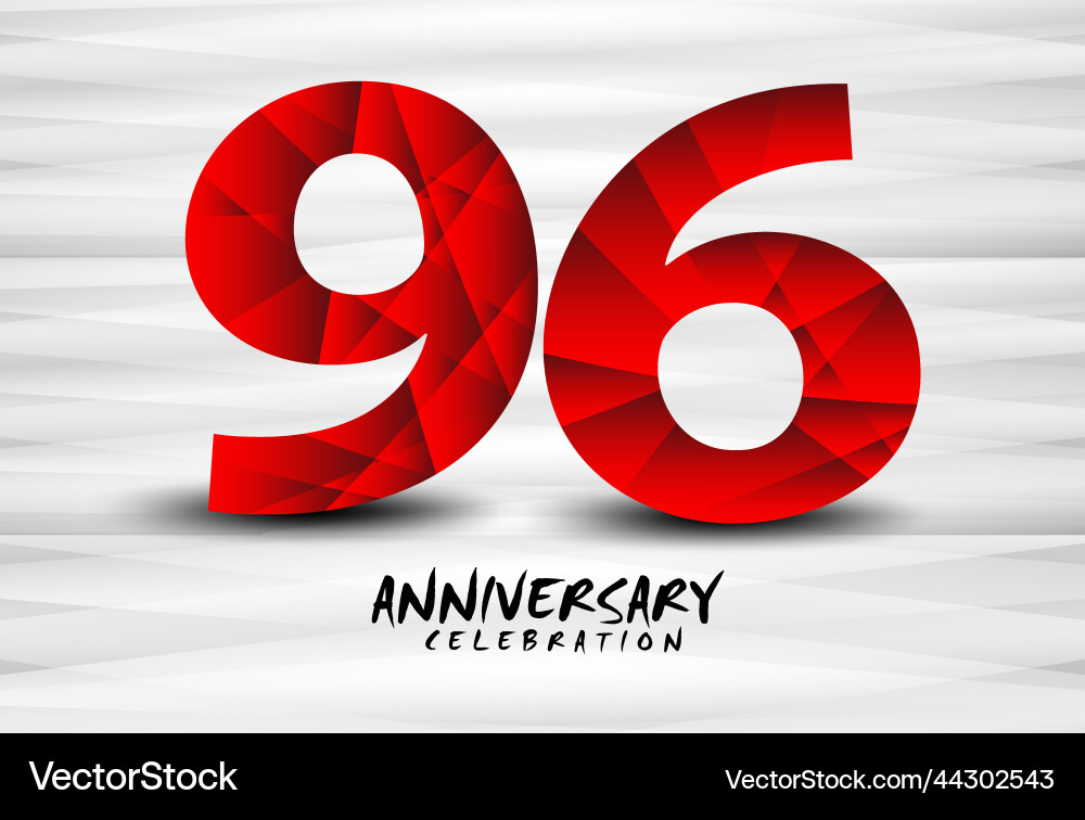 96 year anniversary celebration logo red polygon Vector Image