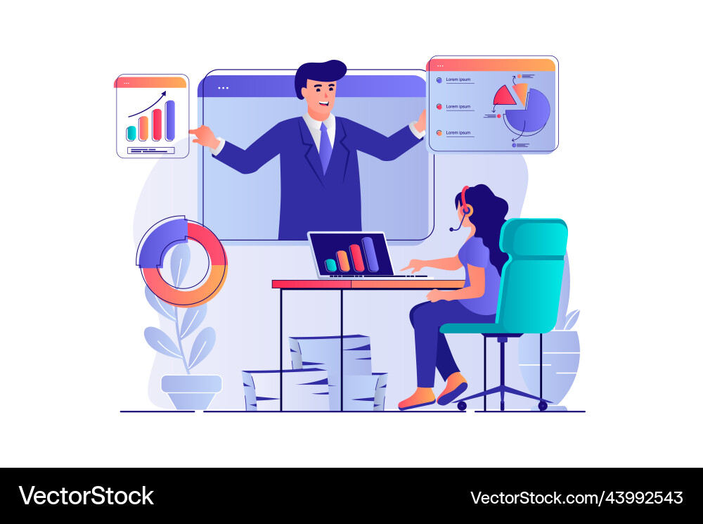 Business webinar concept with people scene Vector Image