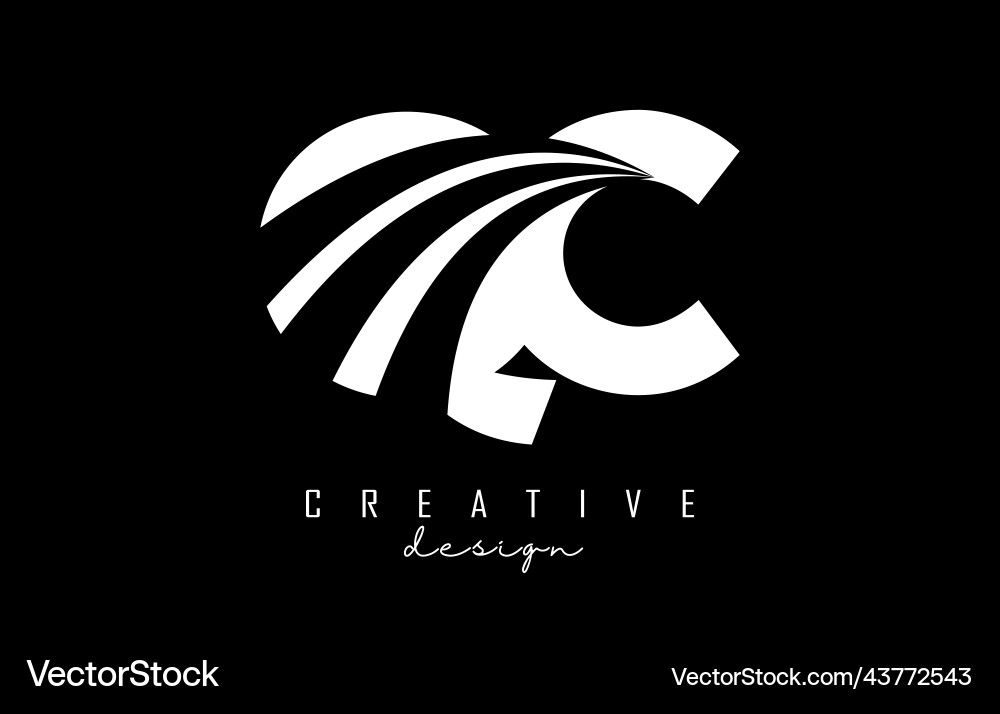 Creative white letters qc q c logo with leading Vector Image