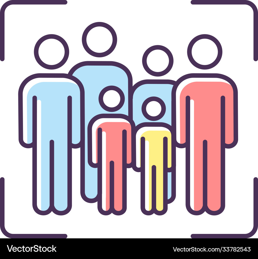 Crowd scene rgb color icon Royalty Free Vector Image