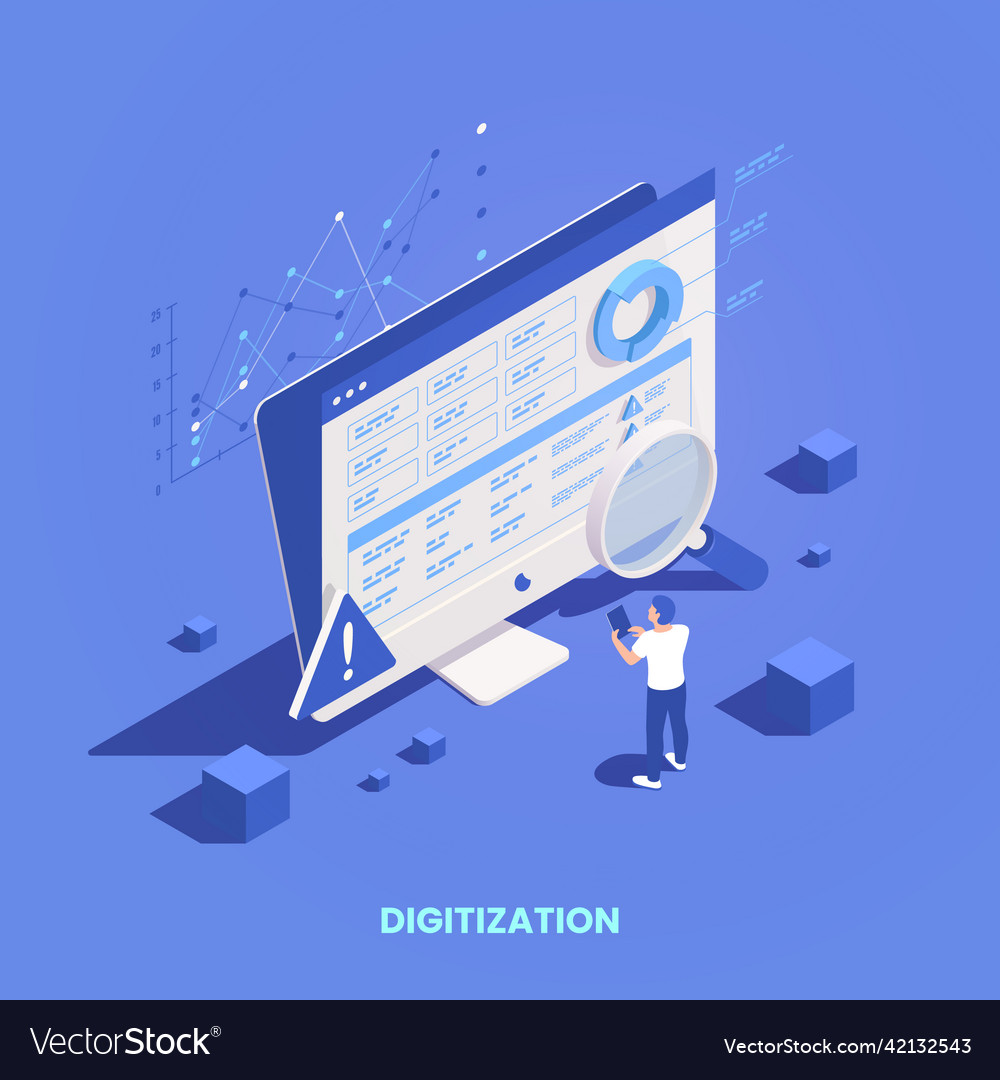 Digitalization isometric composition Royalty Free Vector