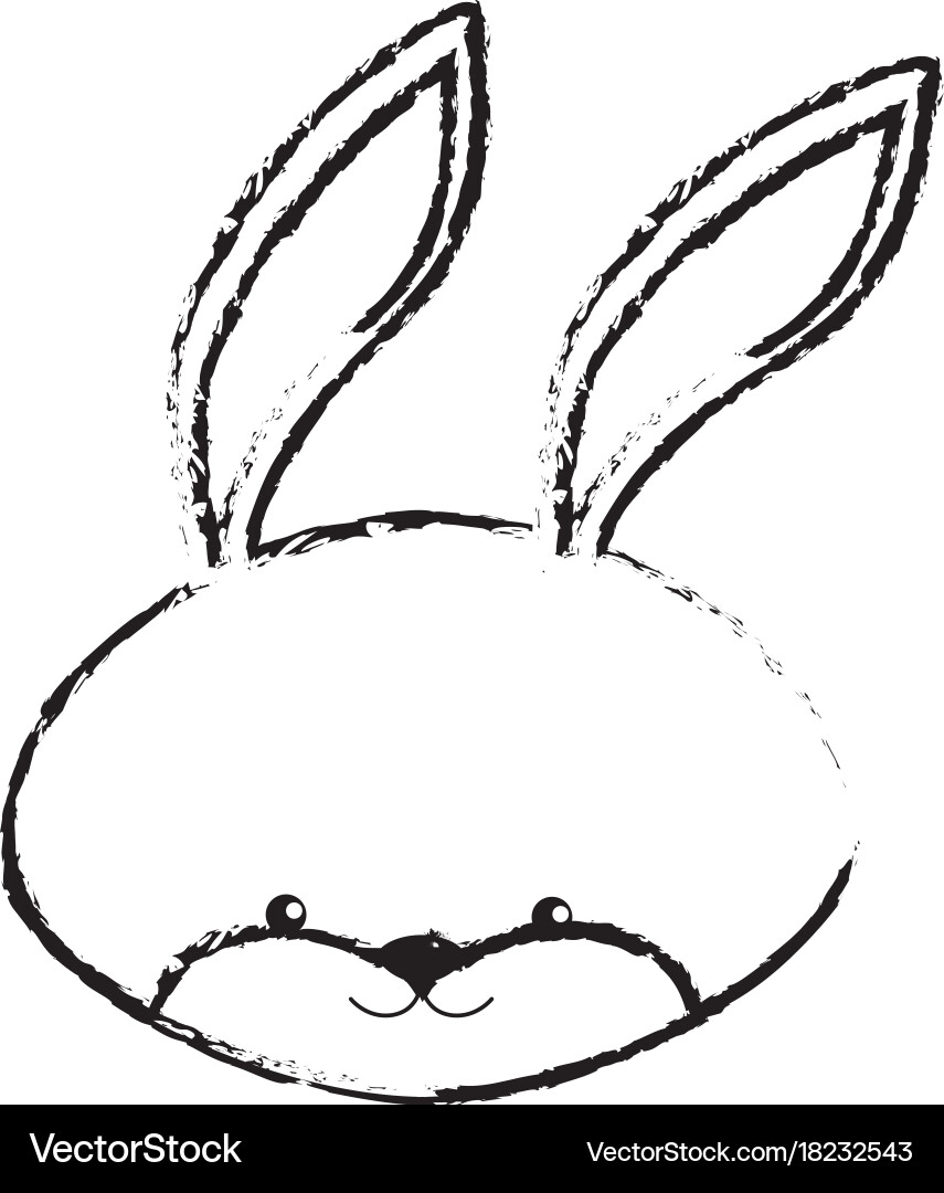 Figure cute rabbit head wild animal Royalty Free Vector