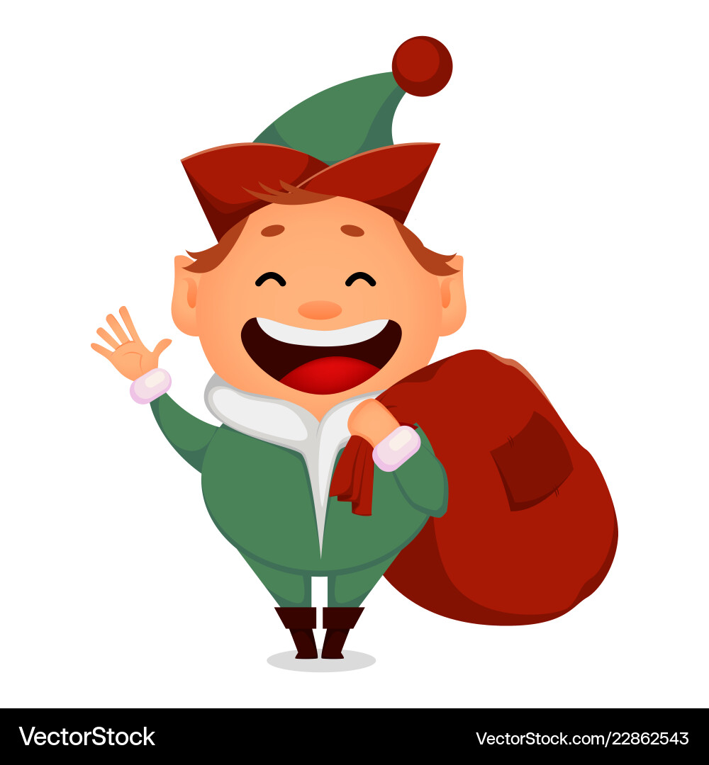 Funny santa claus helper elf Royalty Free Vector Image