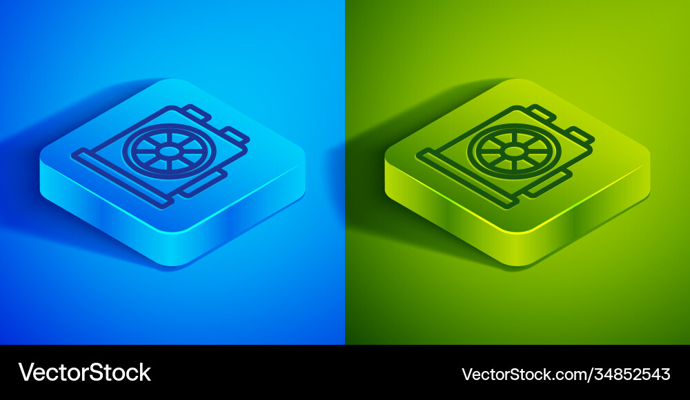 Isometric line video graphic card icon isolated Vector Image