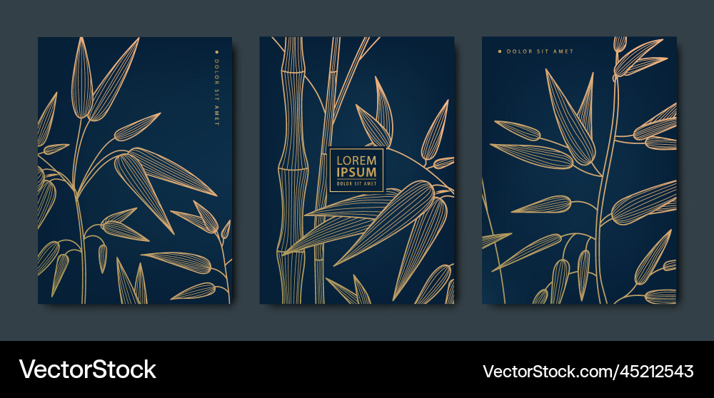 Japanese leaves bamboo patterns floral Royalty Free Vector