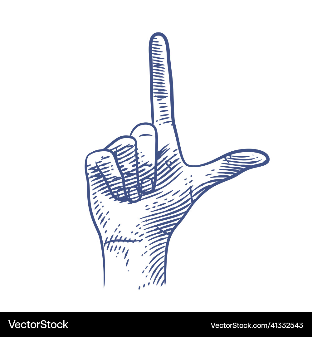 Loser sign hand gesture line art Royalty Free Vector Image