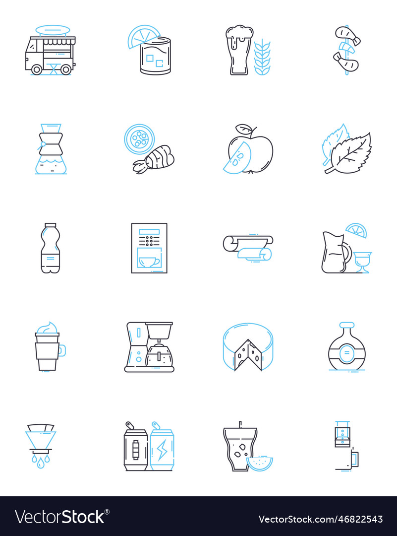 Nourishment linear icons set nutrition Royalty Free Vector Nourishment linear icons set nutrition Royalty Free Vector