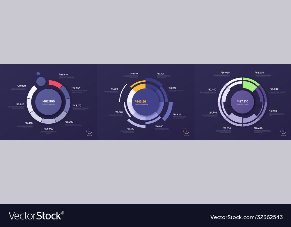 Set circle chart designs modern Royalty Free Vector Image