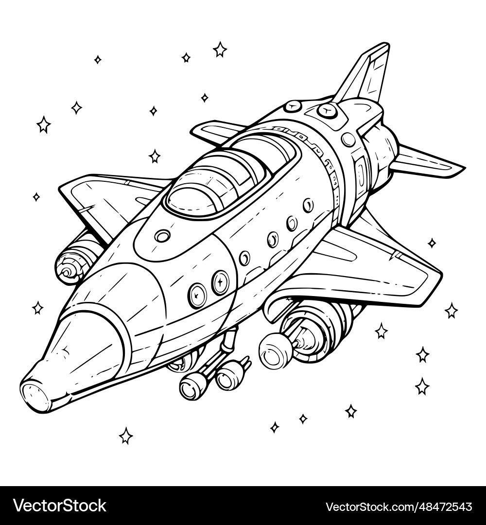 Starship or rocket with pilot coloring page for Vector Image