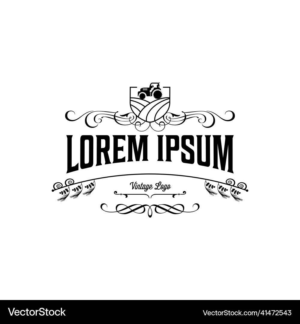 Tractor vintage logo symbol design Royalty Free Vector Image
