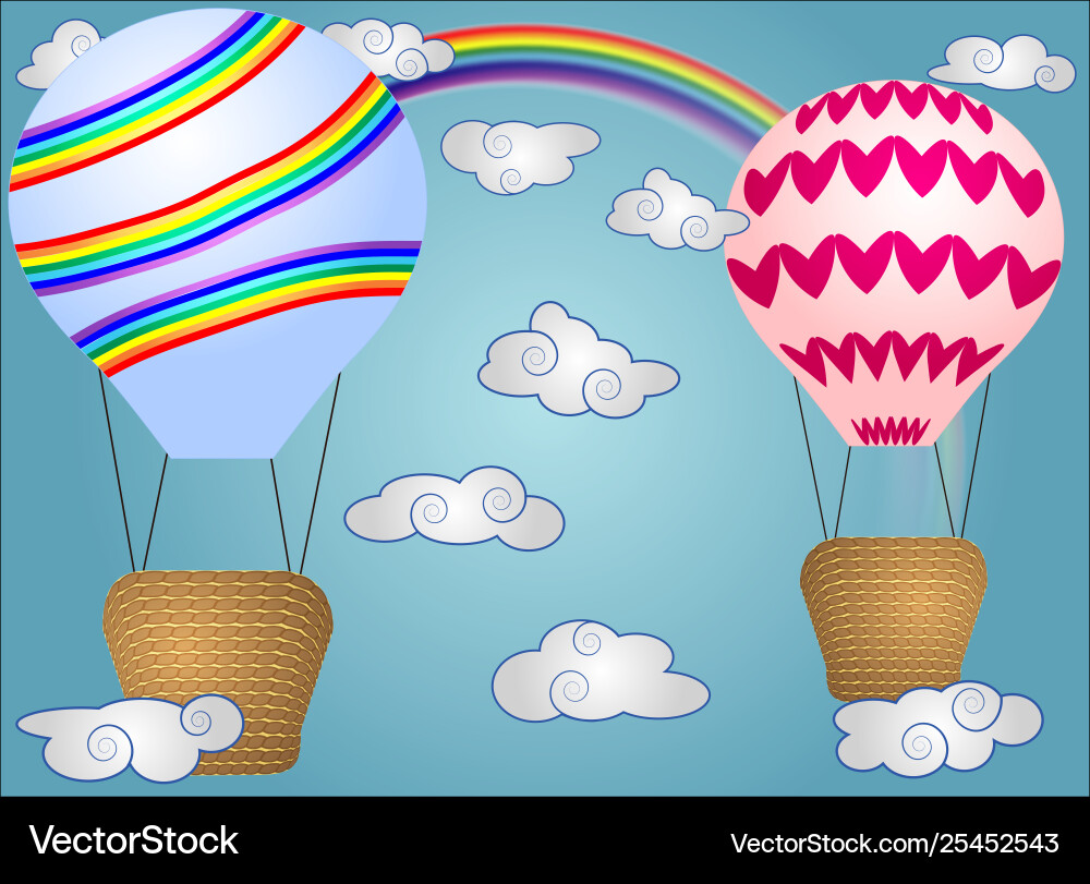 Two bright cartoon large volumetric balloons Vector Image