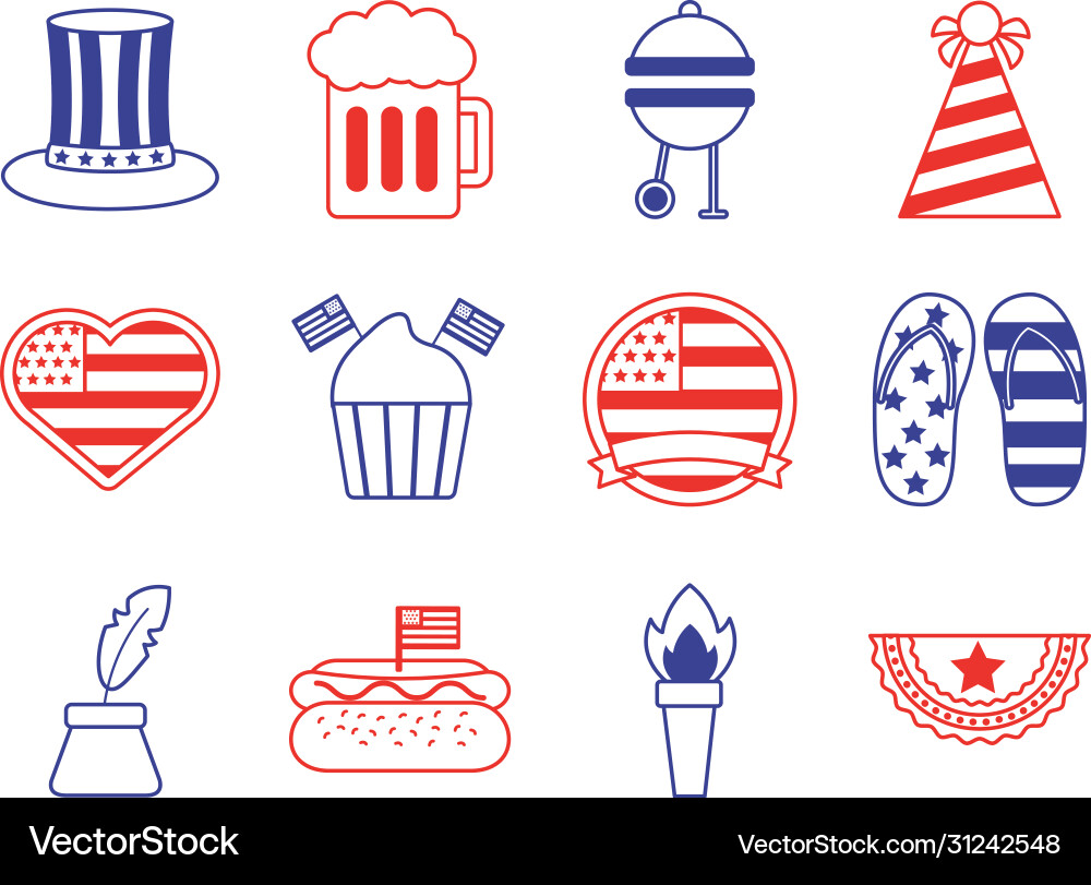 Bundle usa set icons Royalty Free Vector Image