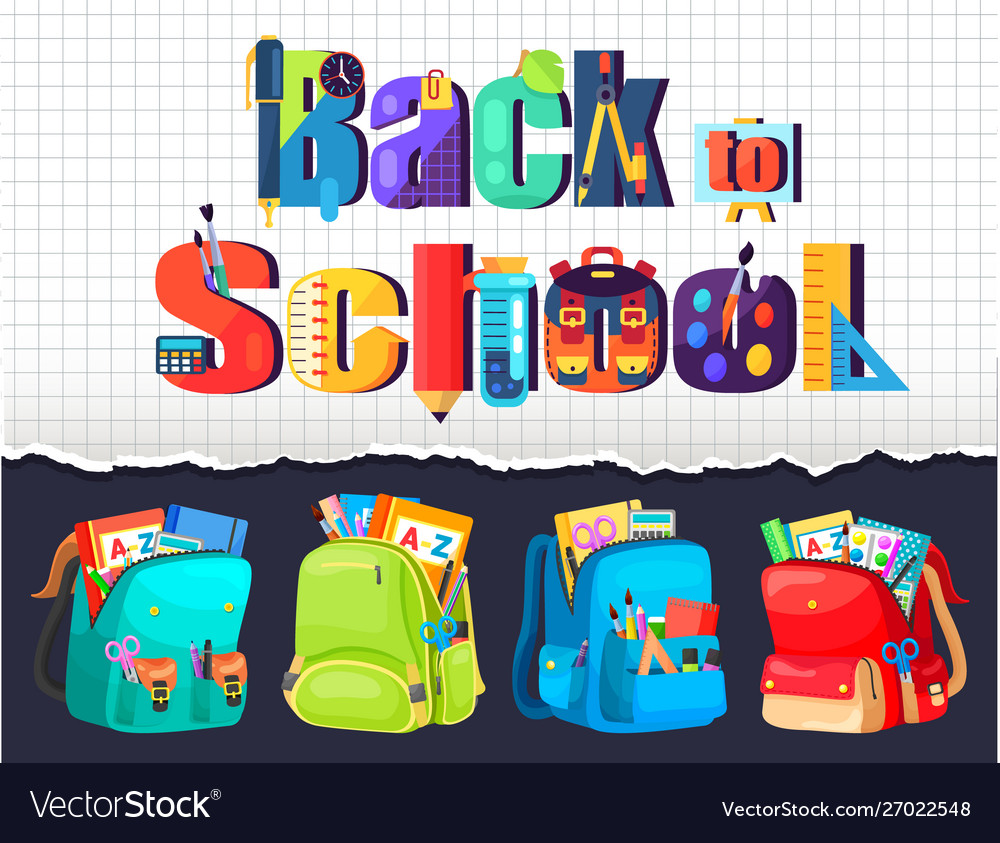 Colored school backpack back to school Royalty Free Vector
