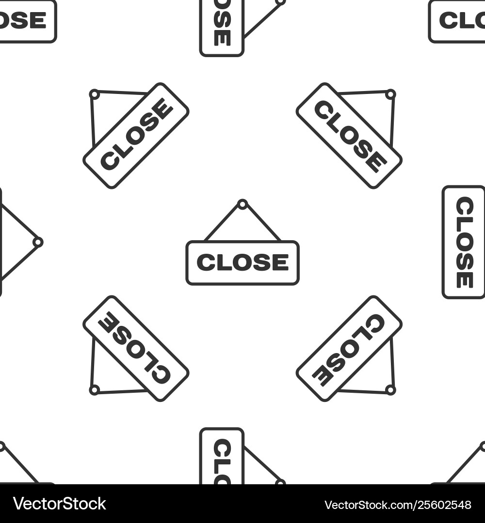 Grey hanging sign with text close icon isolated Vector Image