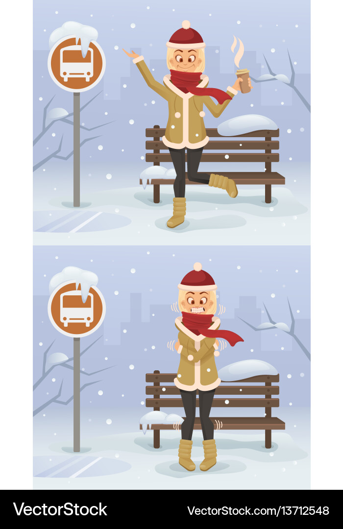 Happy and sad girl character Royalty Free Vector Image