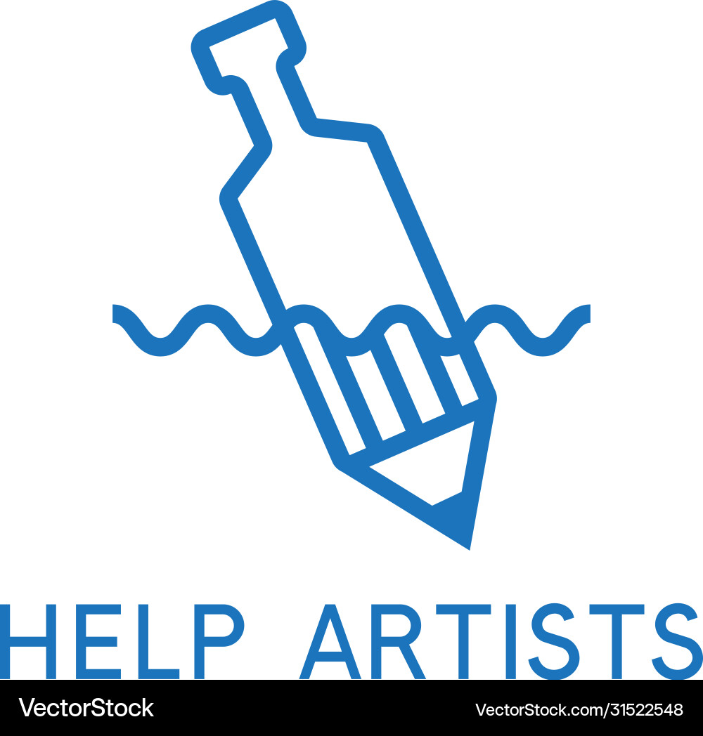 Help artist concept with pencil and bottle Vector Image