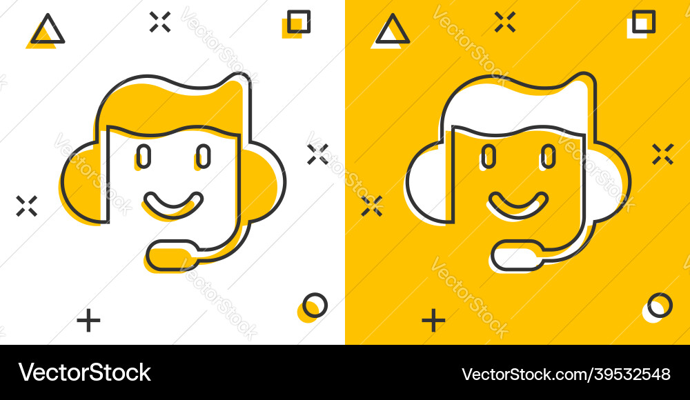 Helpdesk icon in comic style headphone cartoon Vector Image