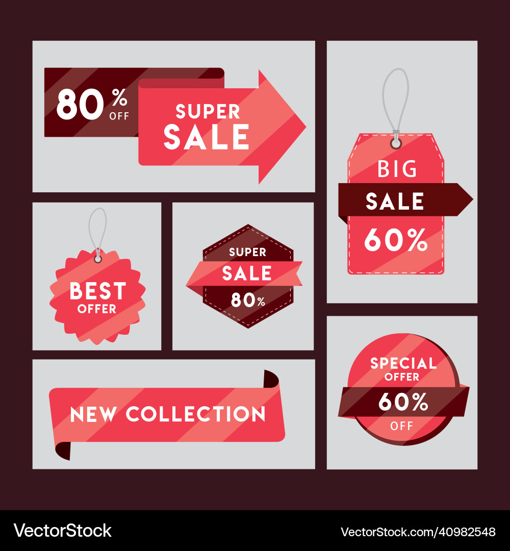 Icons set sale Royalty Free Vector Image - VectorStock
