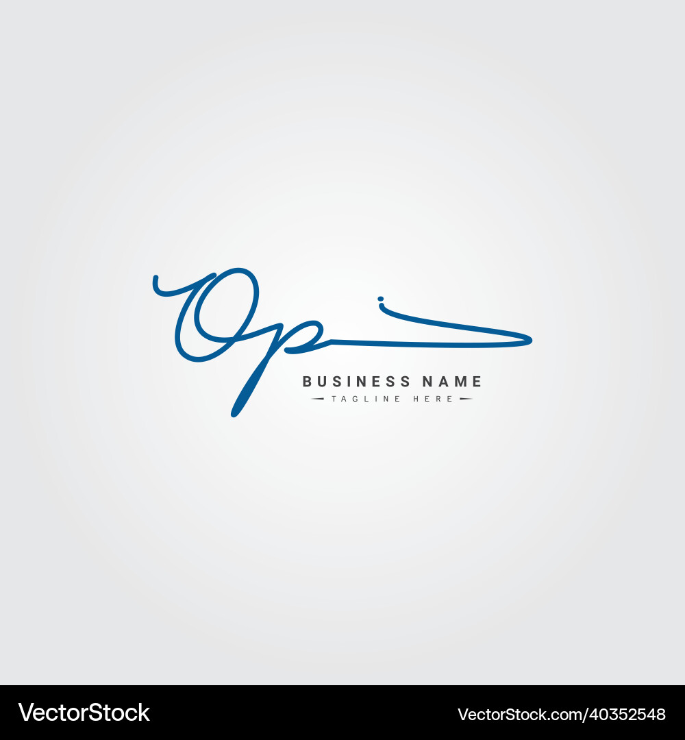 Initial letter op logo - hand drawn signature Vector Image