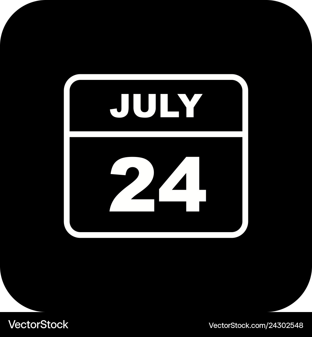 July 24th date on a single day calendar Royalty Free Vector