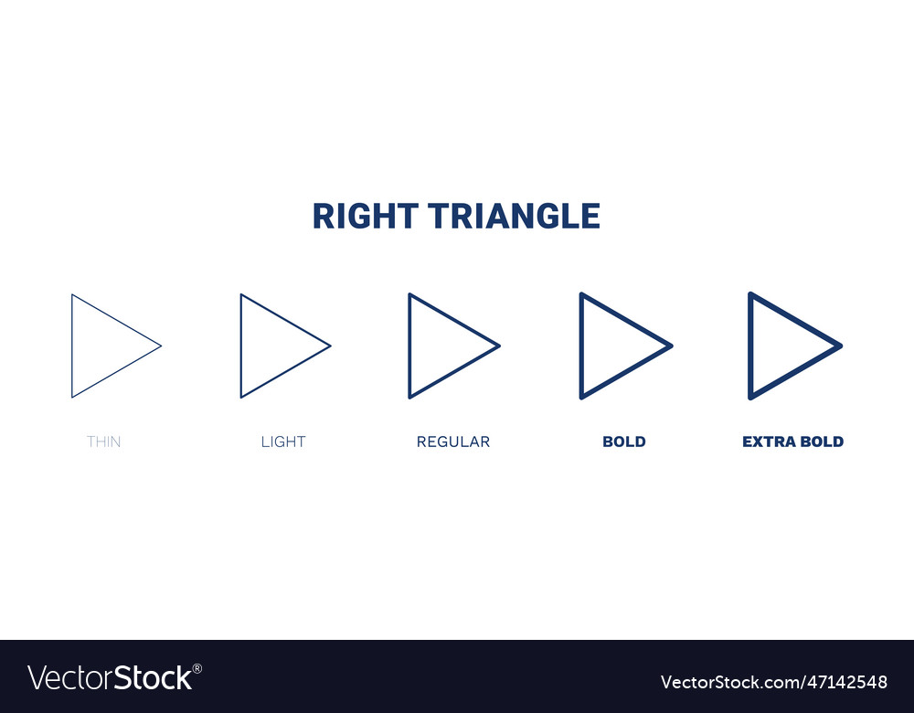 Right triangle icon thin light regular bold black Vector Image