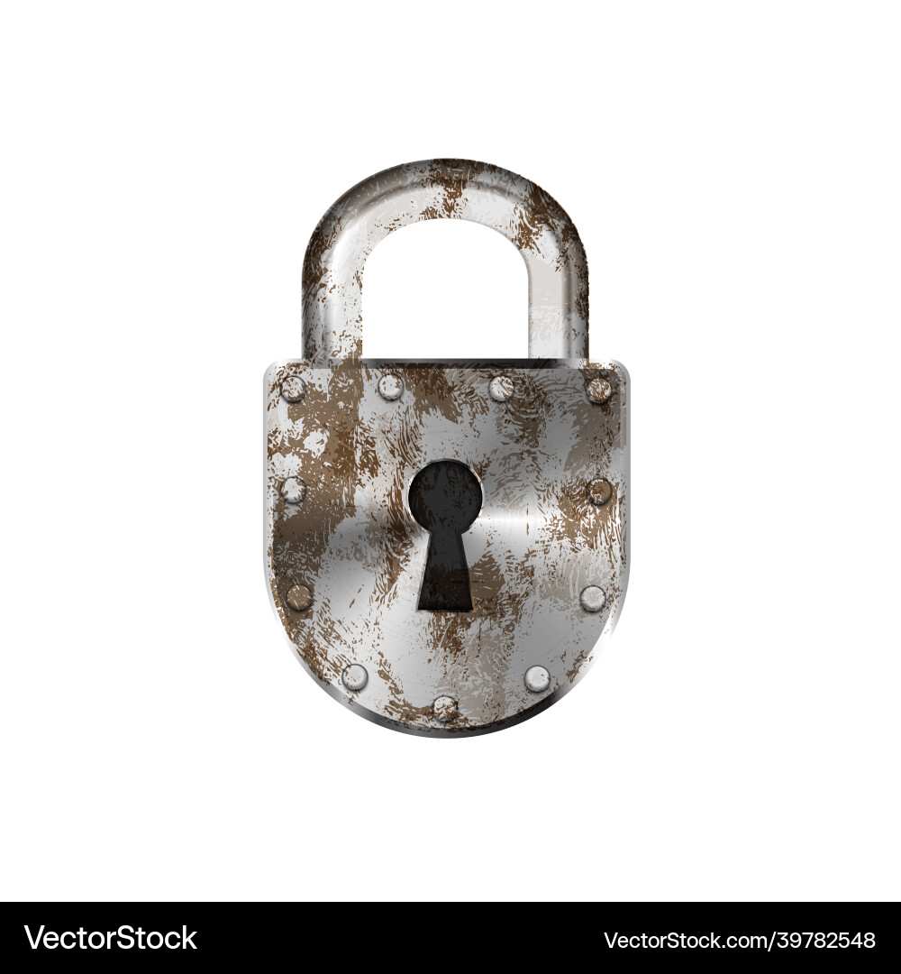 Rusty vintage metal lock on white Royalty Free Vector Image